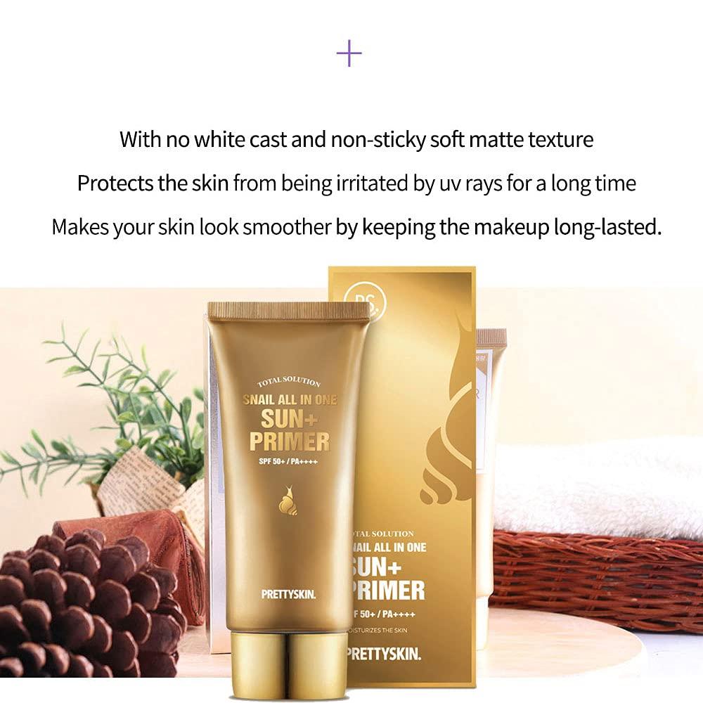 PRETTYSKIN Snail All in One Sun+ Primer SPF50+ PA++++ 70g - Korean ...