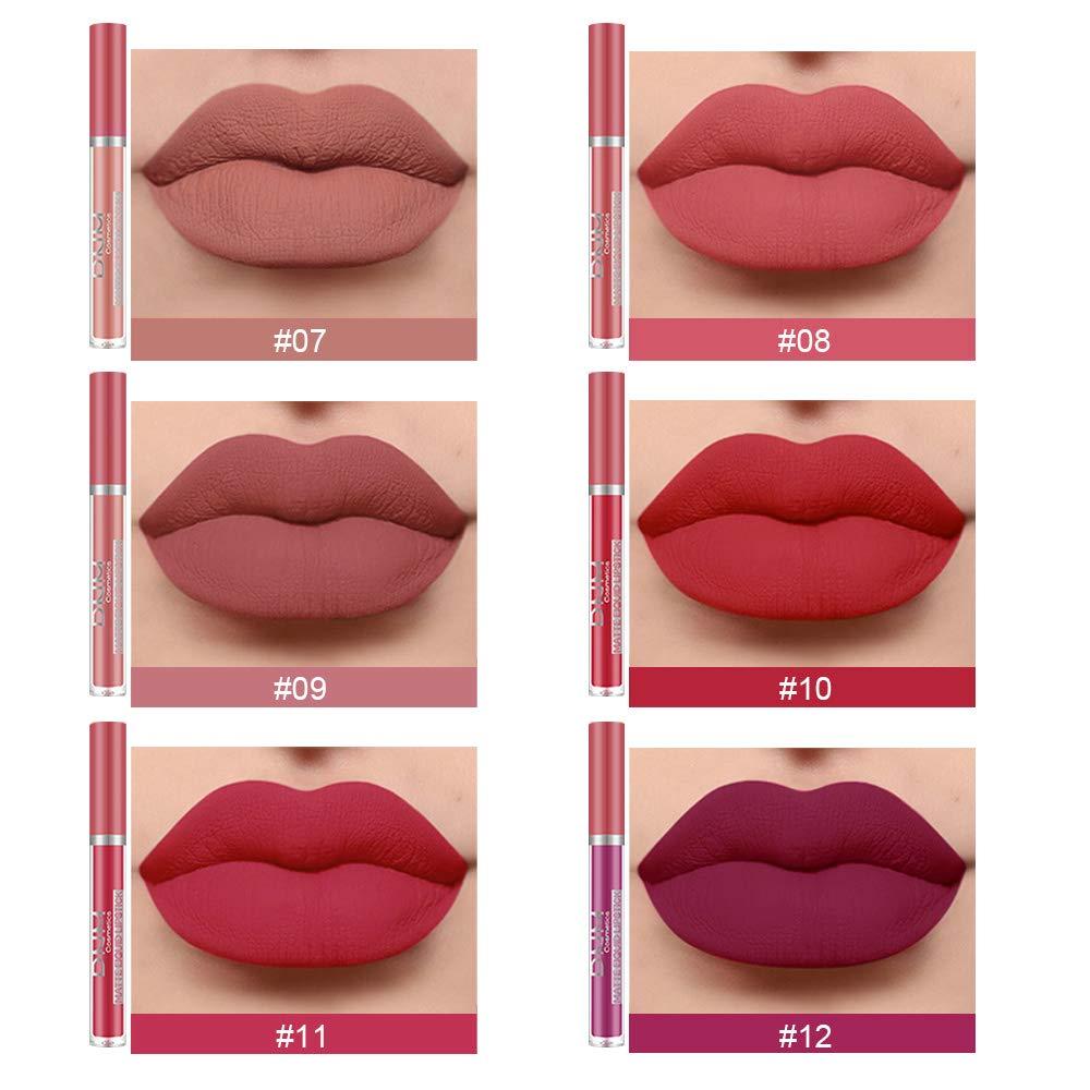 6pcs Matte Liquid Lipstick Set Long Lasting Waterproof Dark Red Lip