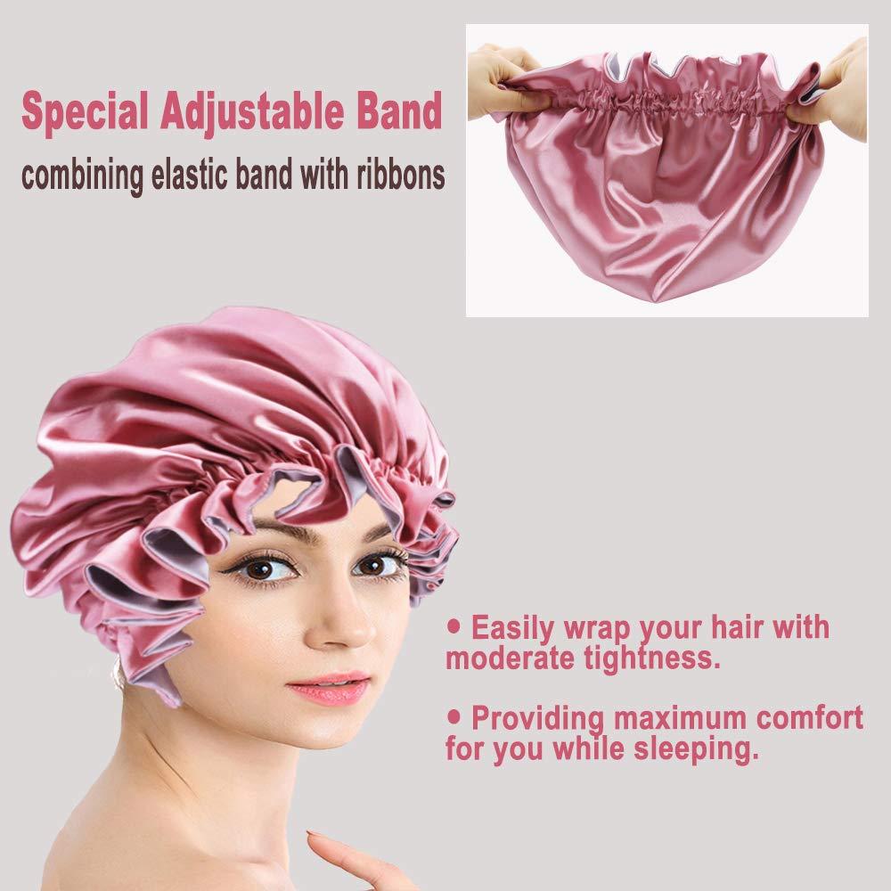Satin Night Sleep Night Cap for Women Lady Girls Adjustable Extra Large ...