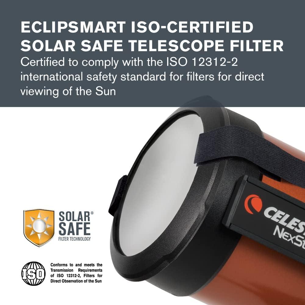 Celestron EclipSmart Safe Solar Eclipse Telescope Filter | ISO 12312-2 Compliant, Orange Tint ...