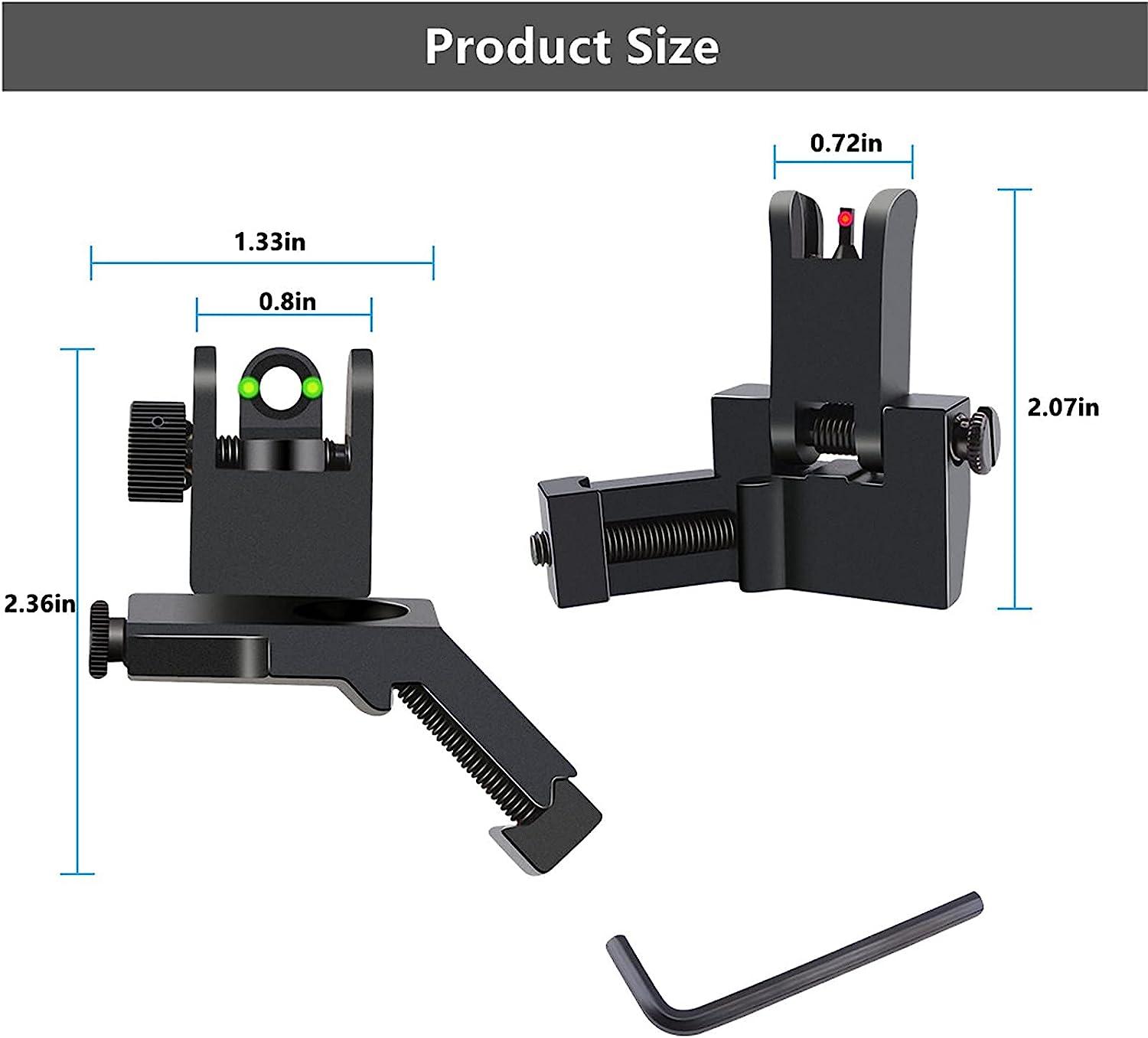 Fiber Optics Iron Sights 45 Degree Offset Flip Up Iron Sights with Red ...