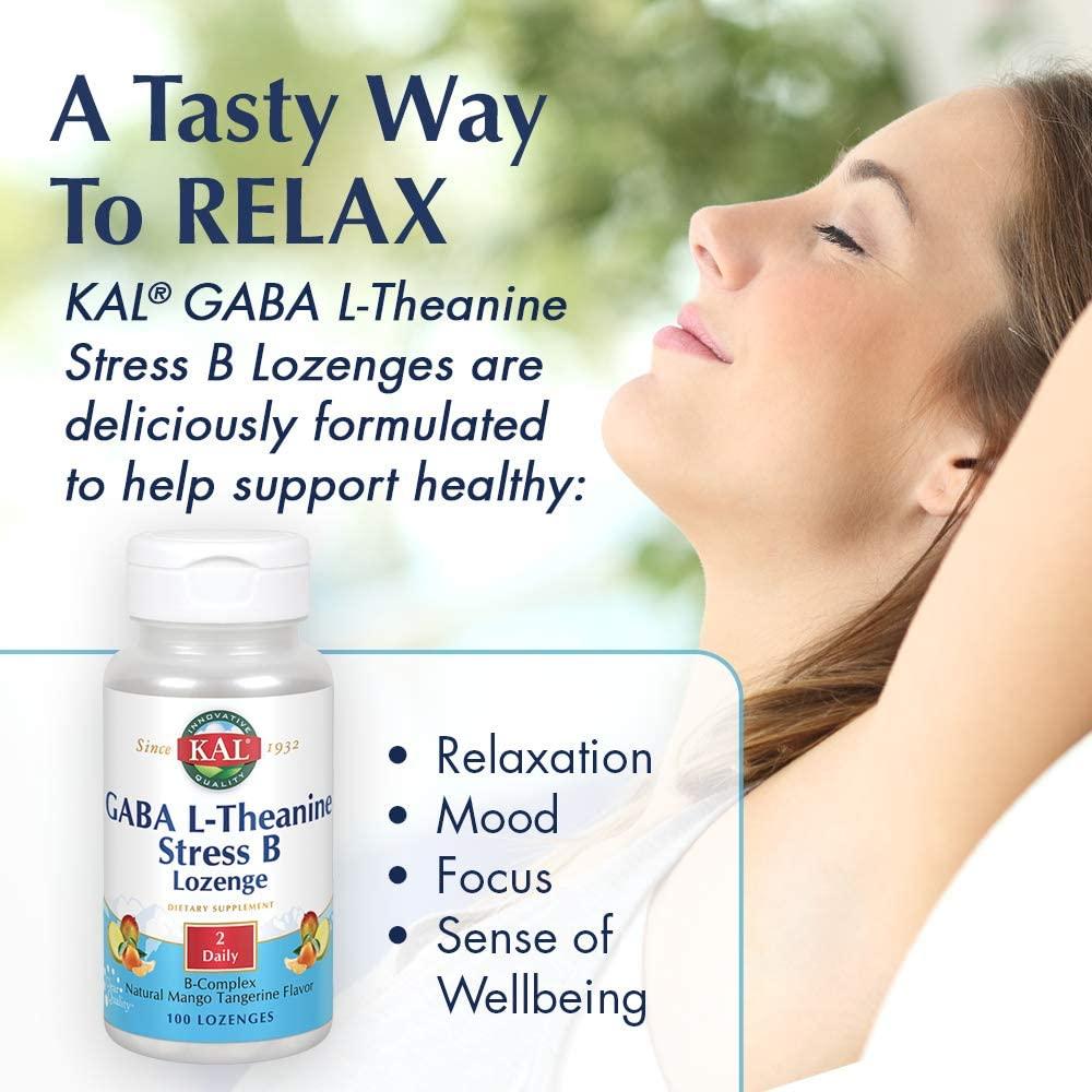 KAL GABA L-Theanine Stress Relief Lozenge - Natural Mango Tangerine ...