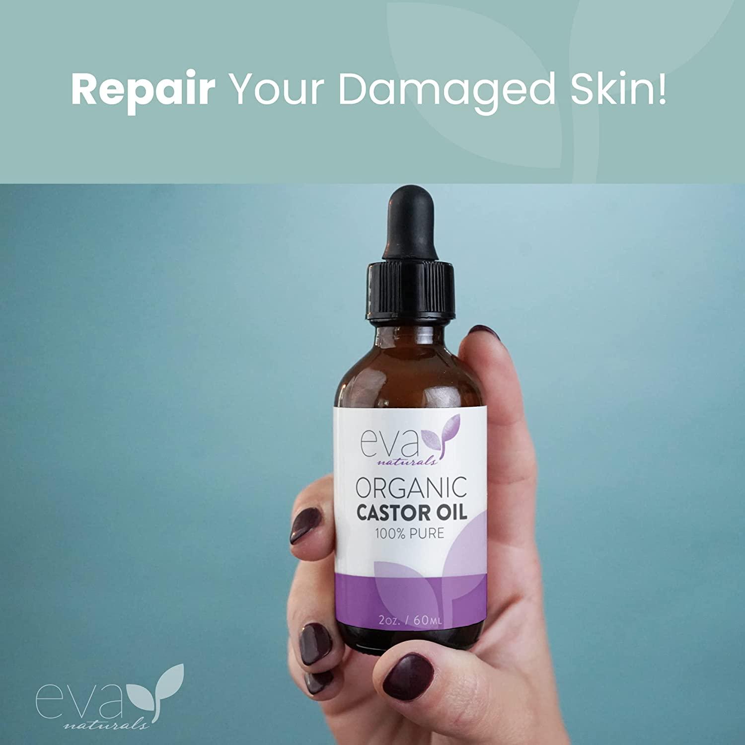 Eva Naturals Organic Castor Oil (60ml) - Promotes Hair, Eyebrow, and ...