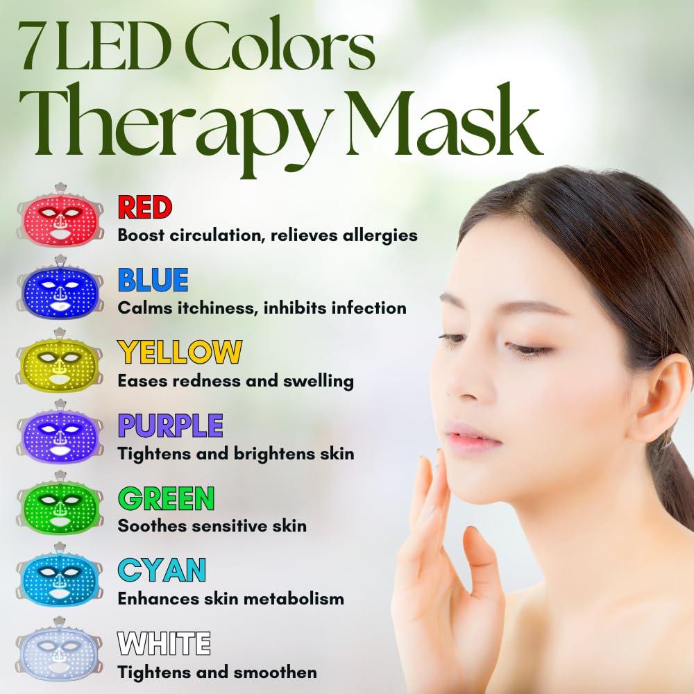 7 Color LED Face Mask | Red & Blue Light Therapy for Skincare ...