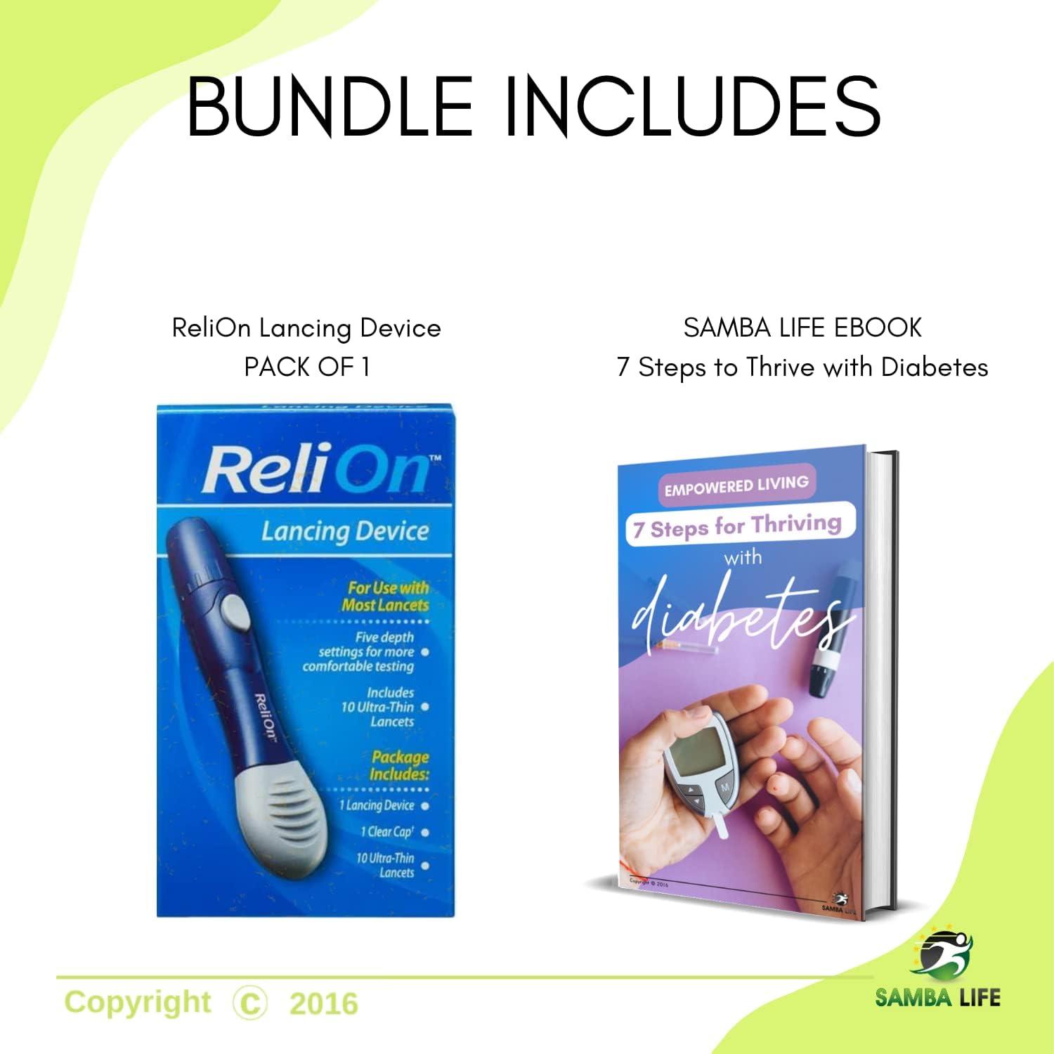Relion Lancing Device Bundle with 10 Lancets & SAMBA LIFE eBook ...