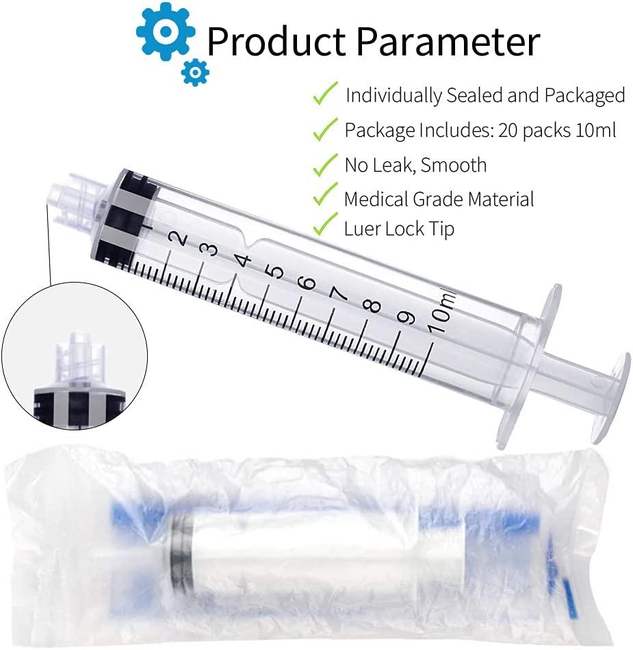 10ml Luer Lock Syringe 20-Pack - Plastic Syringes with Luer Lock Tip, Sterile Sealed, No Needle ...