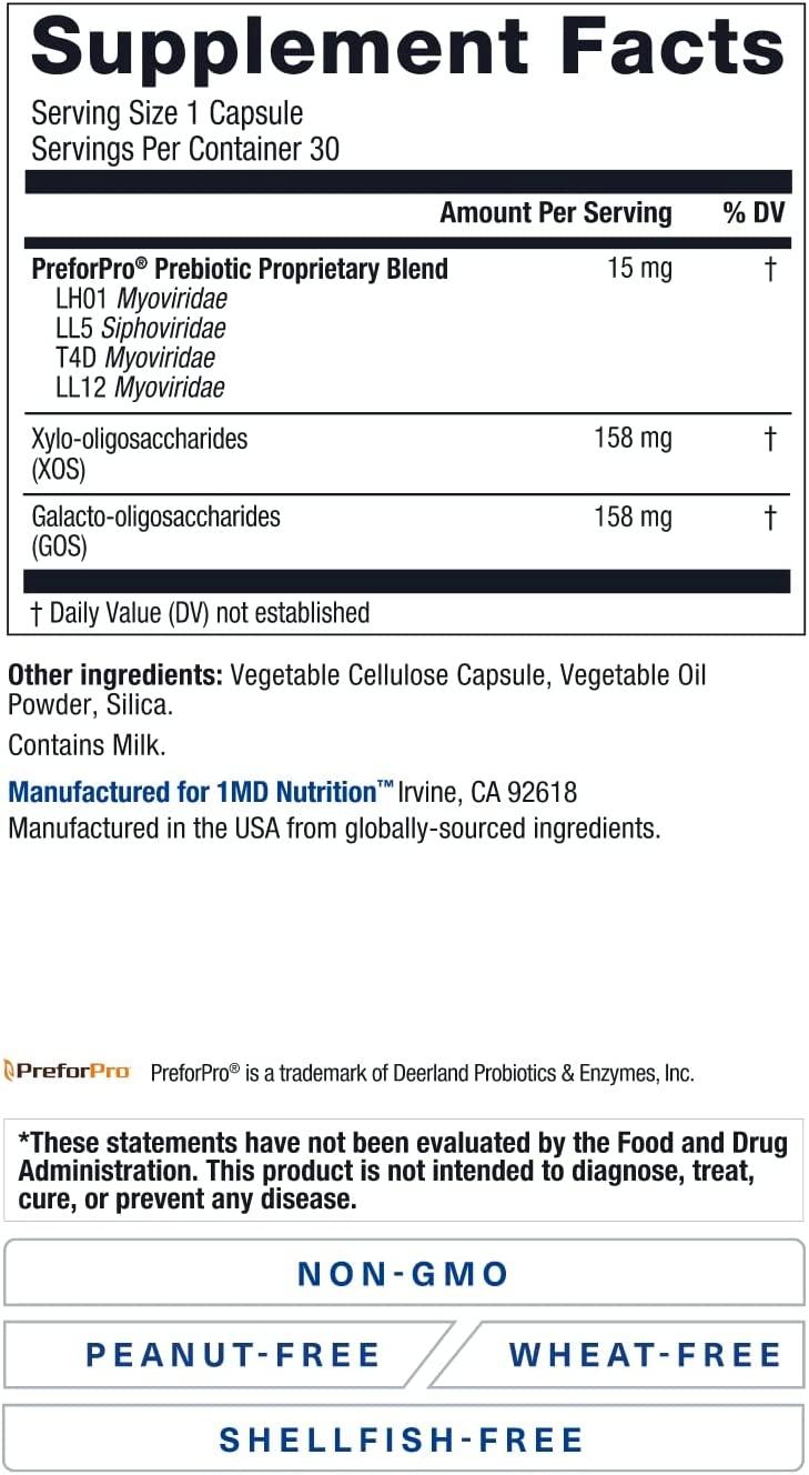 1MD PreBioMD - Prebiotic with PreforPro for Healthy Digestion & Gut ...