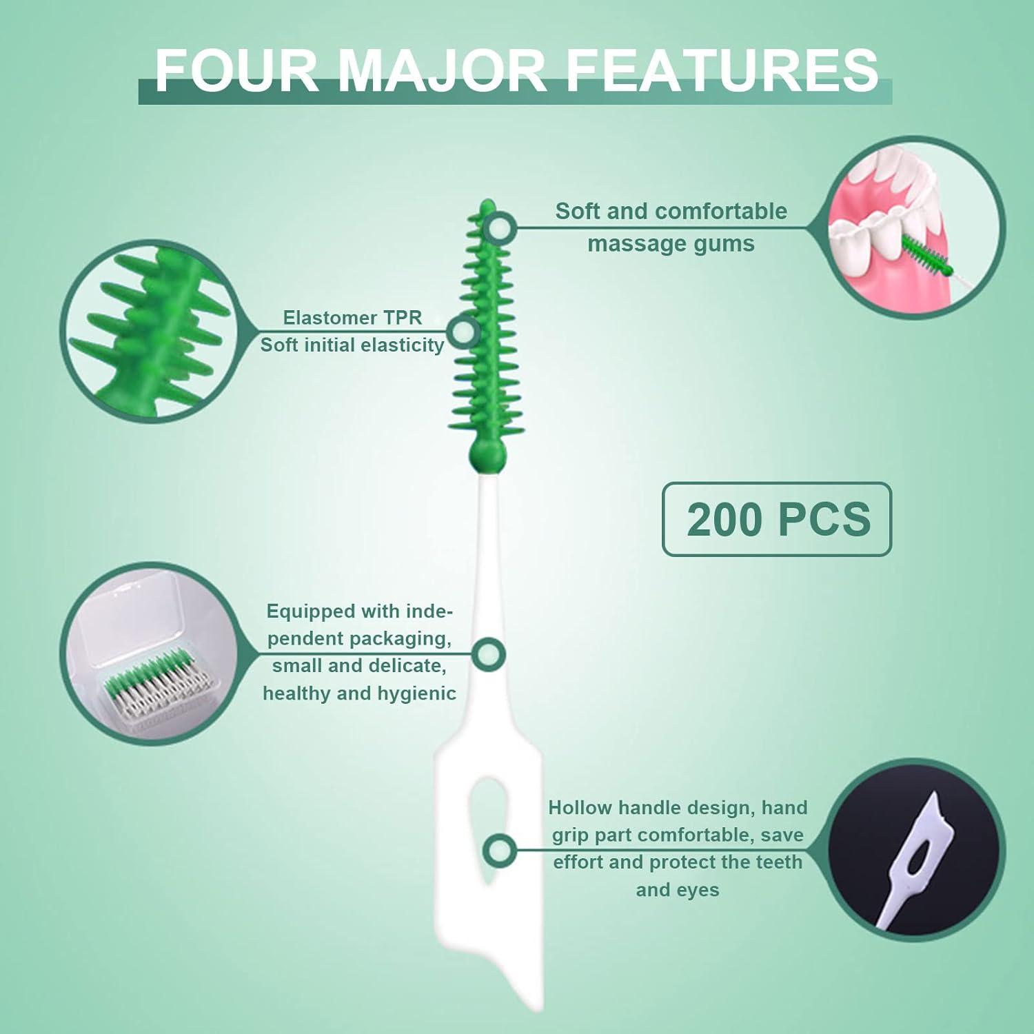 Mivaiun 200-Piece Soft Silicone Interdental Brush Set - Adaptive ...