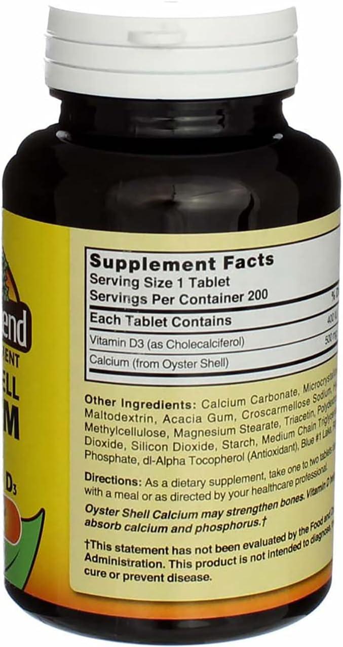 Nature's Blend Oyster Shell Calcium with D3 200 Tabs - Bone Health ...