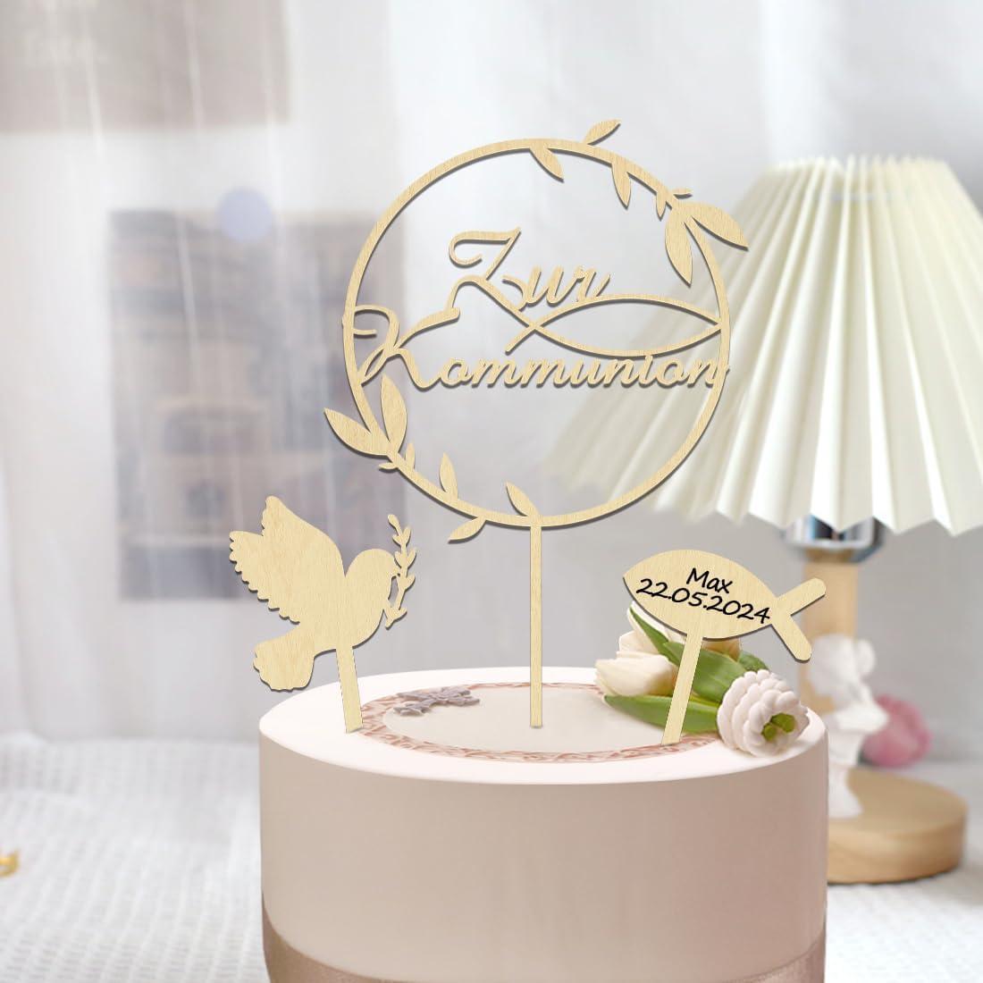 Buy Charming Cake Topper for Confirmation & Communion | Wood Baptism ...