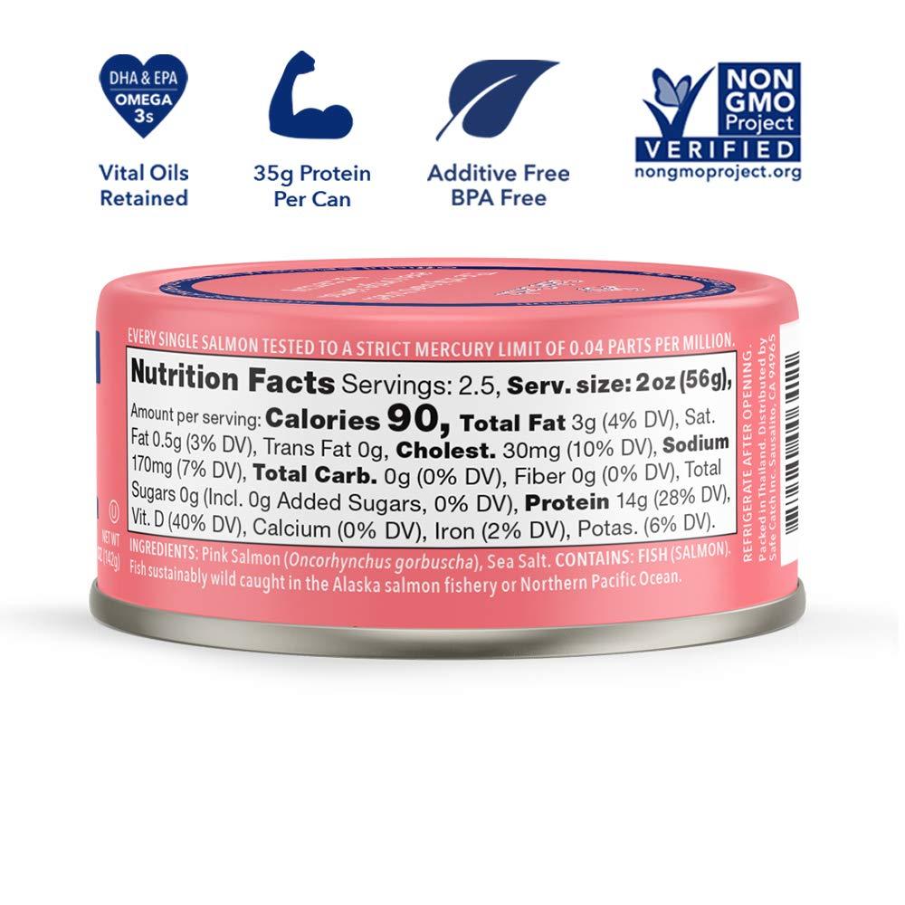 Safe Catch Wild Pink Salmon 5oz Canned, Mercury Tested, Kosher - 6-Pack ...