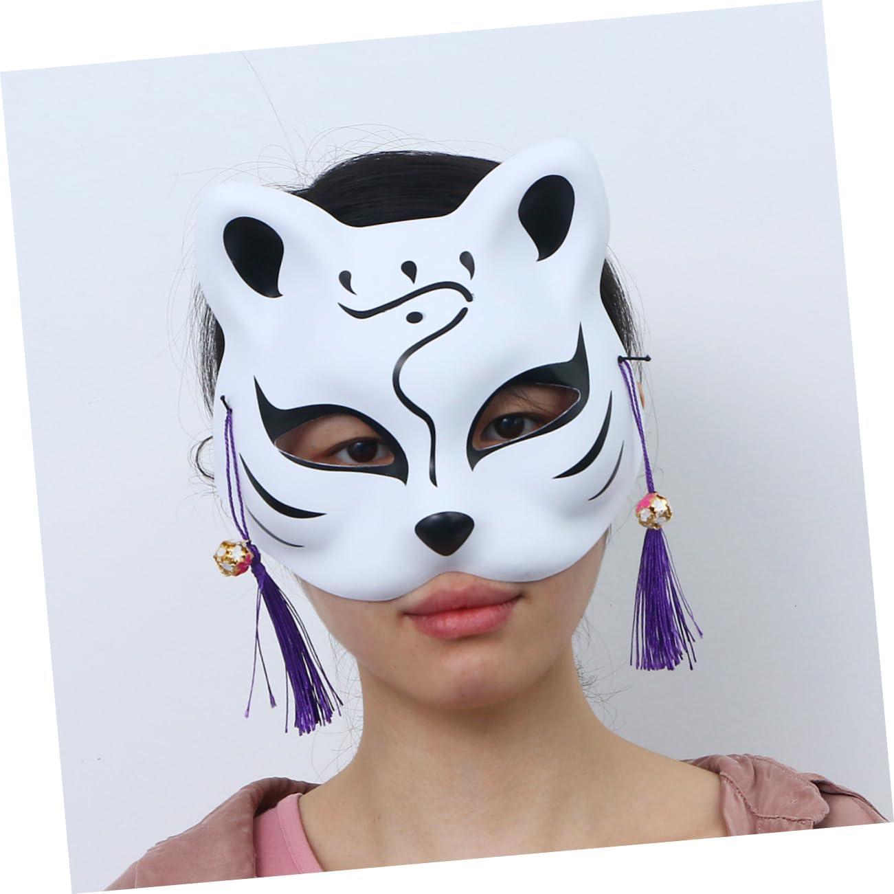 Vintorky Japanese Animal Masks - Cat & Fox Half Face Cosplay for ...