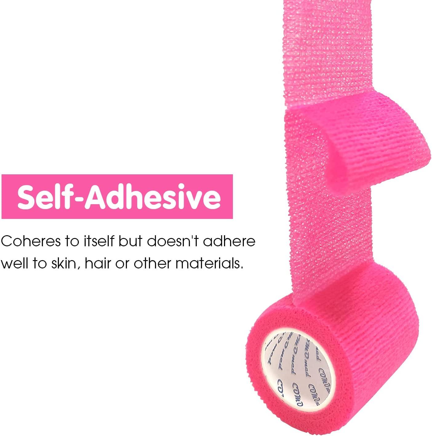 COMOmed Self Adherent Cohesive Bandage 2x5 Yards - 12 Rolls Hot Pink ...