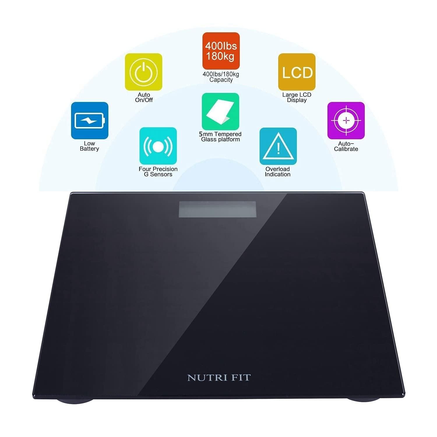 NUTRI FIT Digital Bathroom Scale - 400 lbs Ultra Slim & Accurate for ...