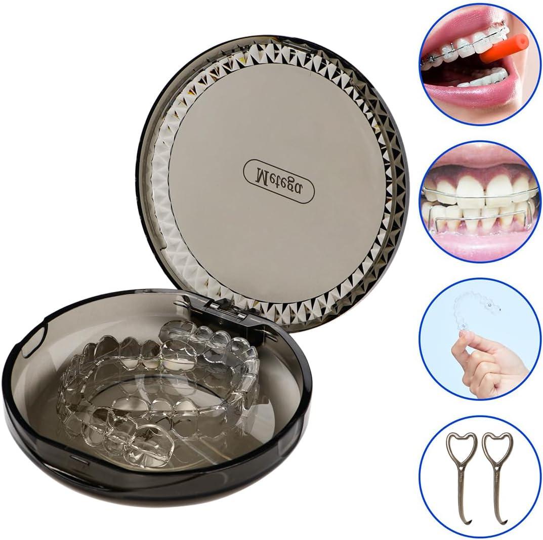 Premium Denture & Braces Box with 2 Aligner Removal Tools | Durable ...