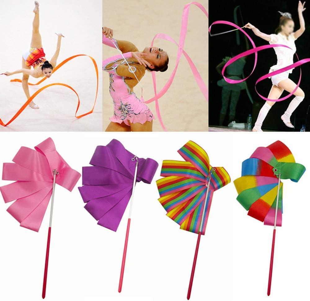 Ceqiny 5pcs Dance Ribbons with Wand 2 Meters Rhythmic Gymnastic Ribbon ...