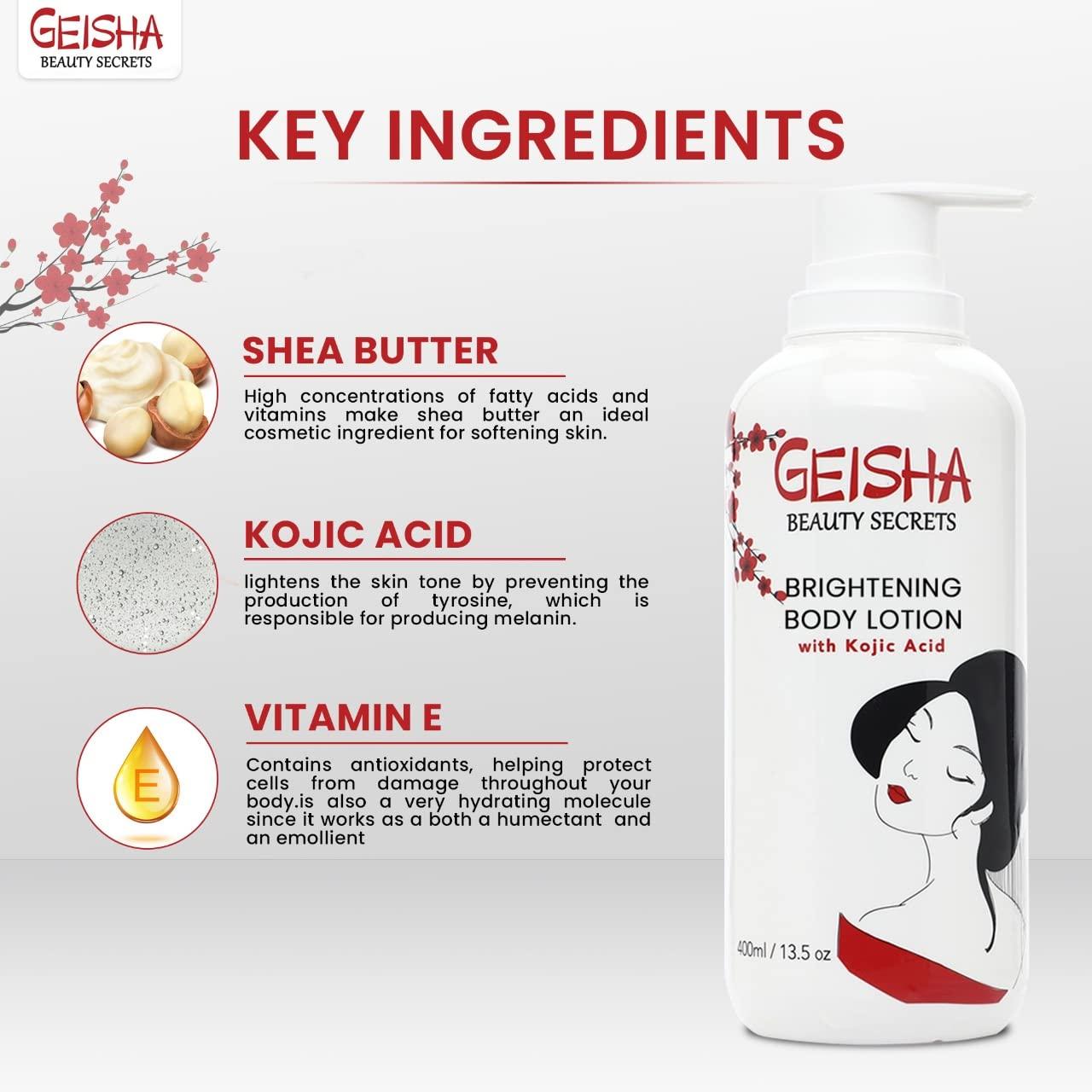 Geisha Kojic Acid Skin Lightening Body Cream 400ml | Daily Moisturizer ...