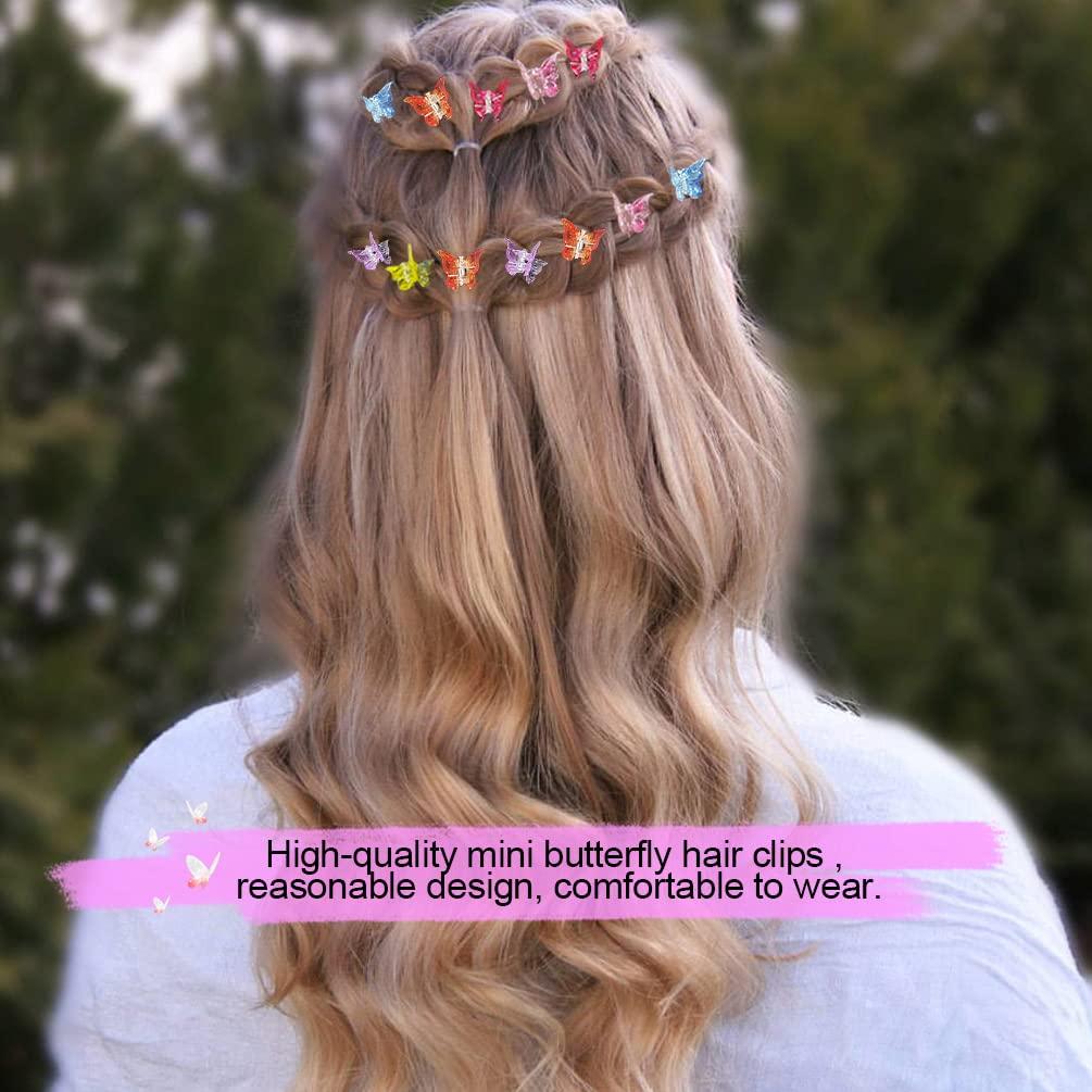50 Pcs Plastic Mini Butterfly Hair Clips in Assorted Gradient Colors ...