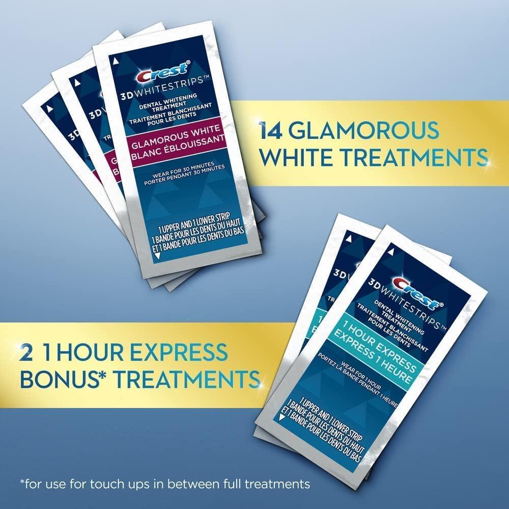 Crest 3D White Whitestrips (14) Glamorous White Treatments + (2) Bonus ...