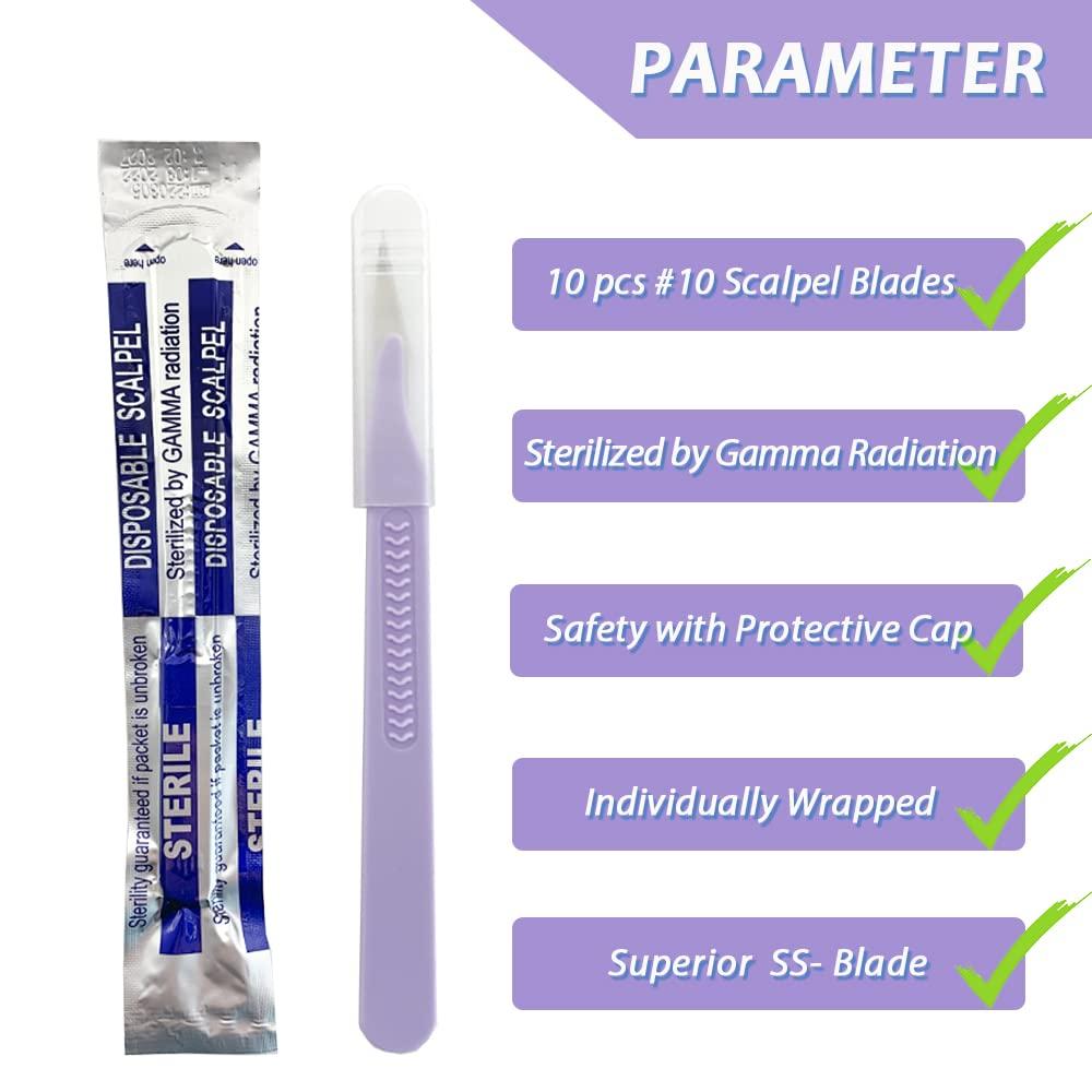 Disposable Sterile Scalpel Blades 10-Pack - Surgical Knife for Biology ...