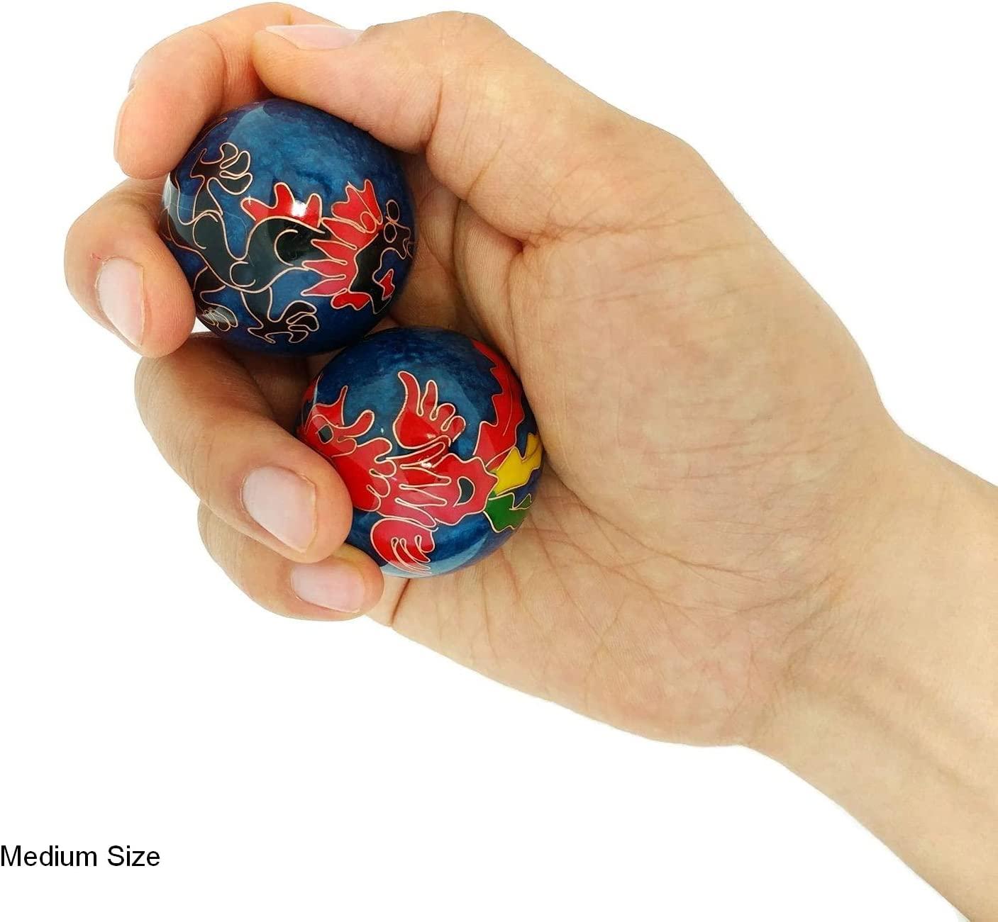 Dragon and Phoenix Baoding Balls with Bamboo Stand - Medium 1.6 Inch ...
