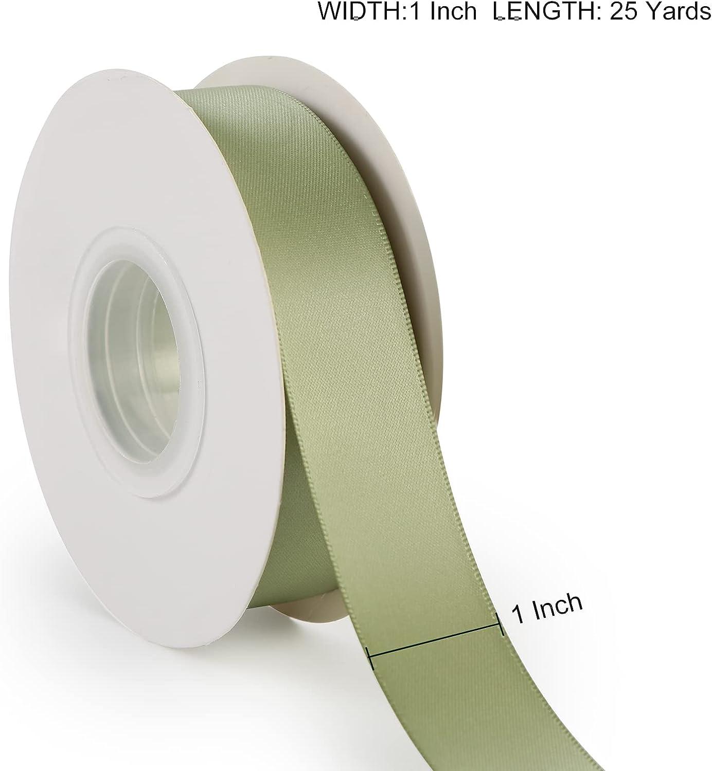 DINDOSAL 1 Inch Sage Green Double Face Satin Ribbon - 25 Yards ...