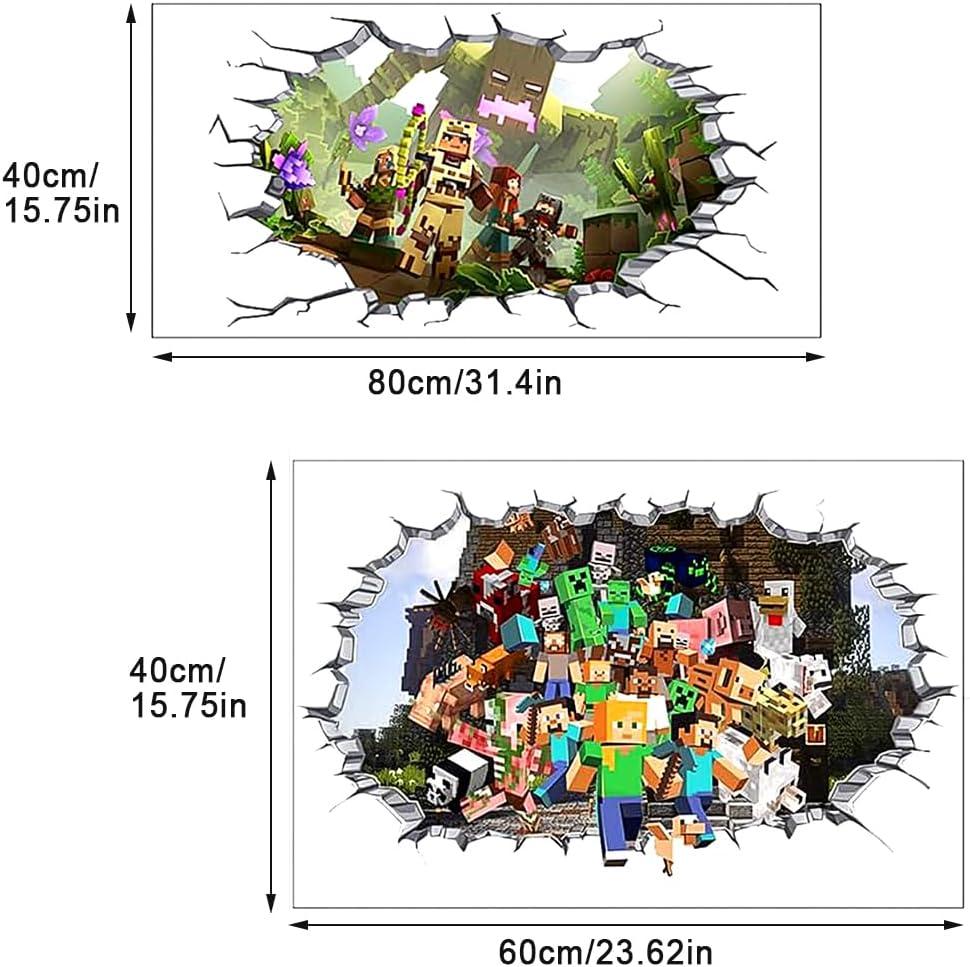 3D Minecraft Wall Stickers - Removable TV Background Decoration | Set ...