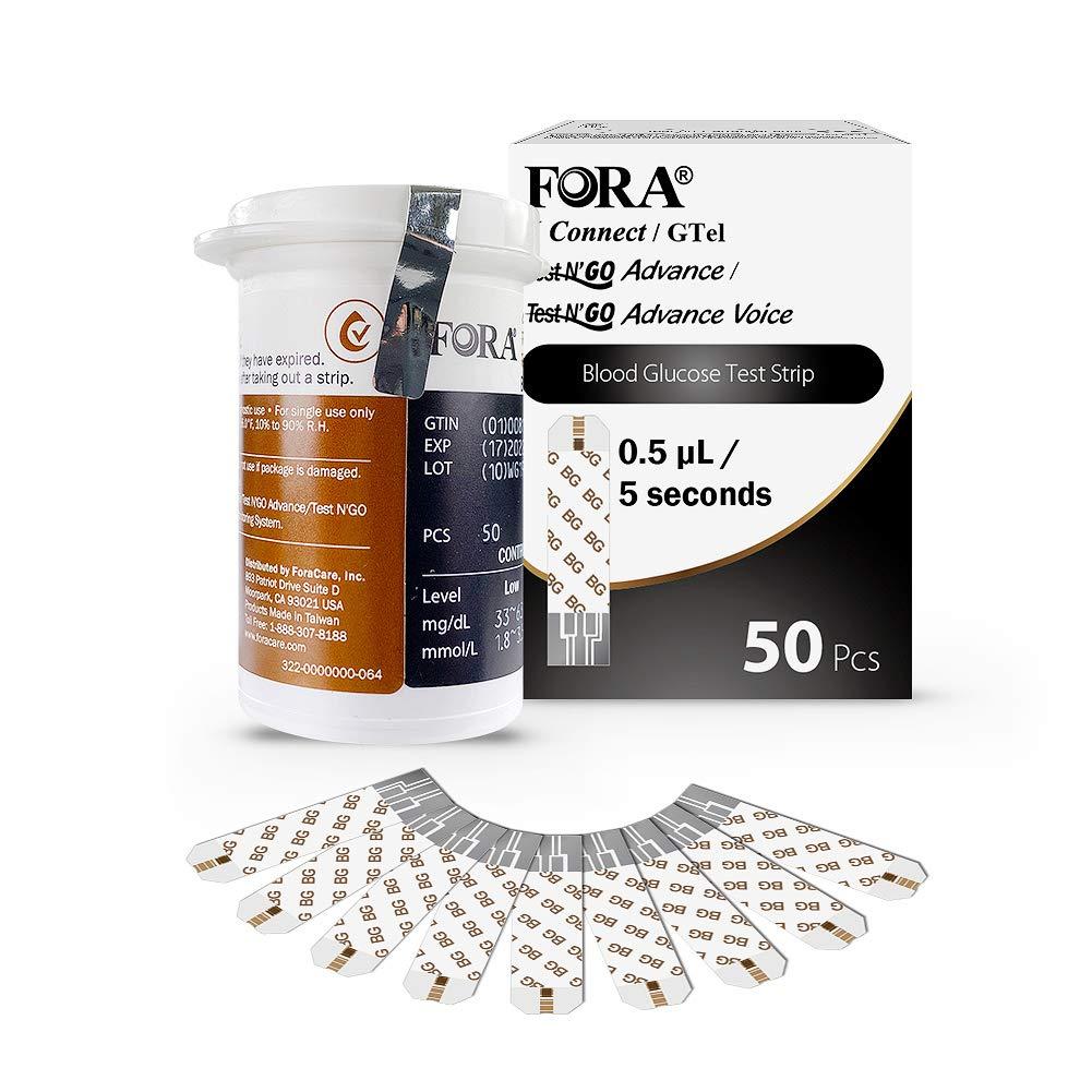FORA 6 Connect 50 Blood Glucose Test Strips - Accurate Diabetes Blood ...