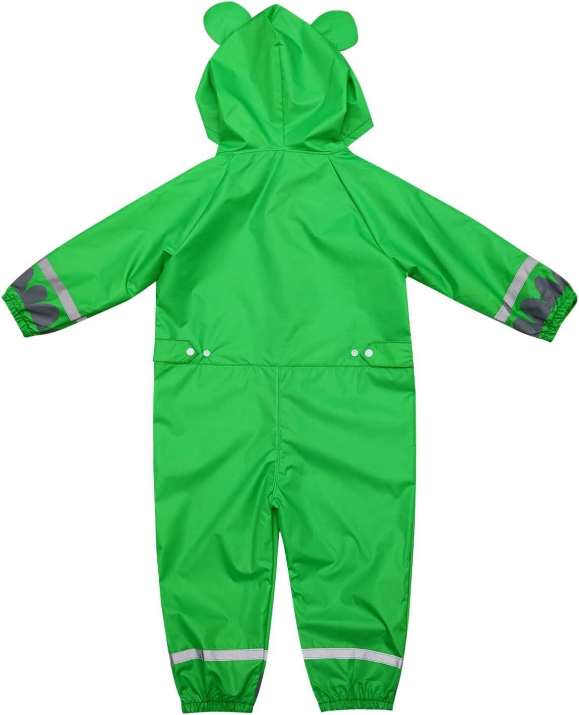 Kids Button Rain Suit | De feuilles All-in-one Waterproof Puddle Suits | Hooded Raincoat ...