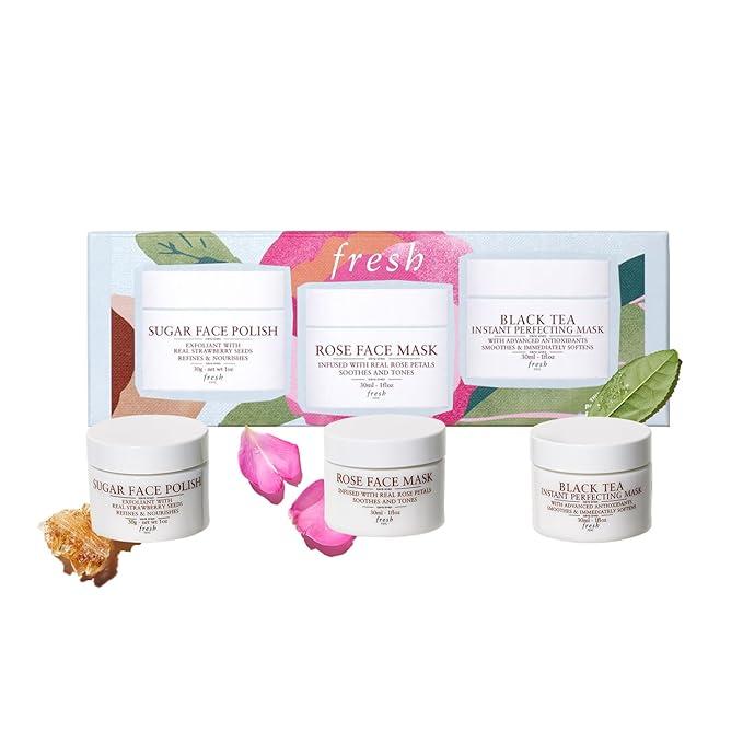 Fresh Face Mask Essentials Gift Set - Sugar Face Polish, Rose Face Mask ...