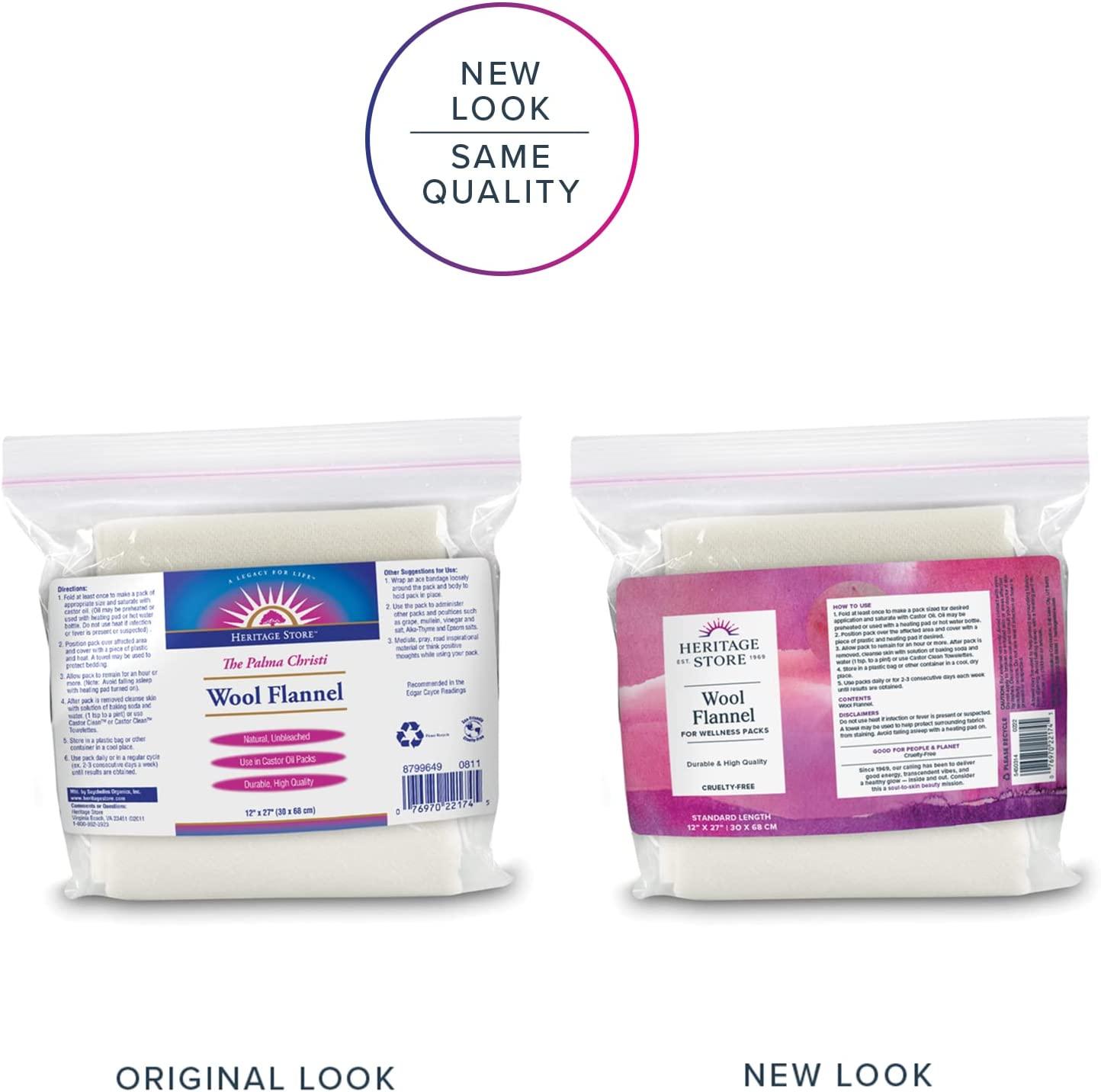 Heritage Store Wool Flannel for Castor Oil Pack - Reusable & Absorbent ...