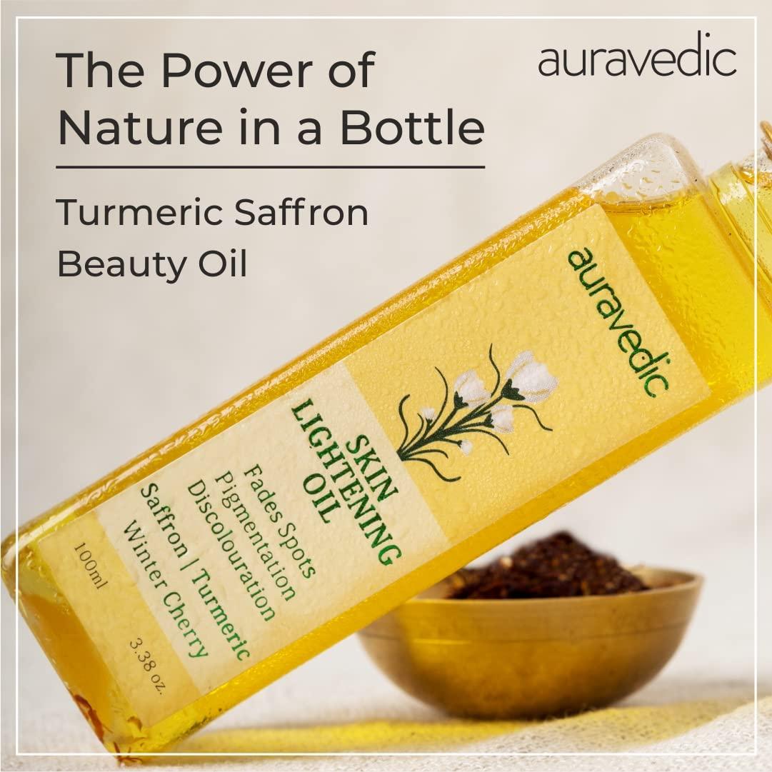 Auravedic Skin Lightening Oil 100ml with Saffron, Turmeric & Winter ...
