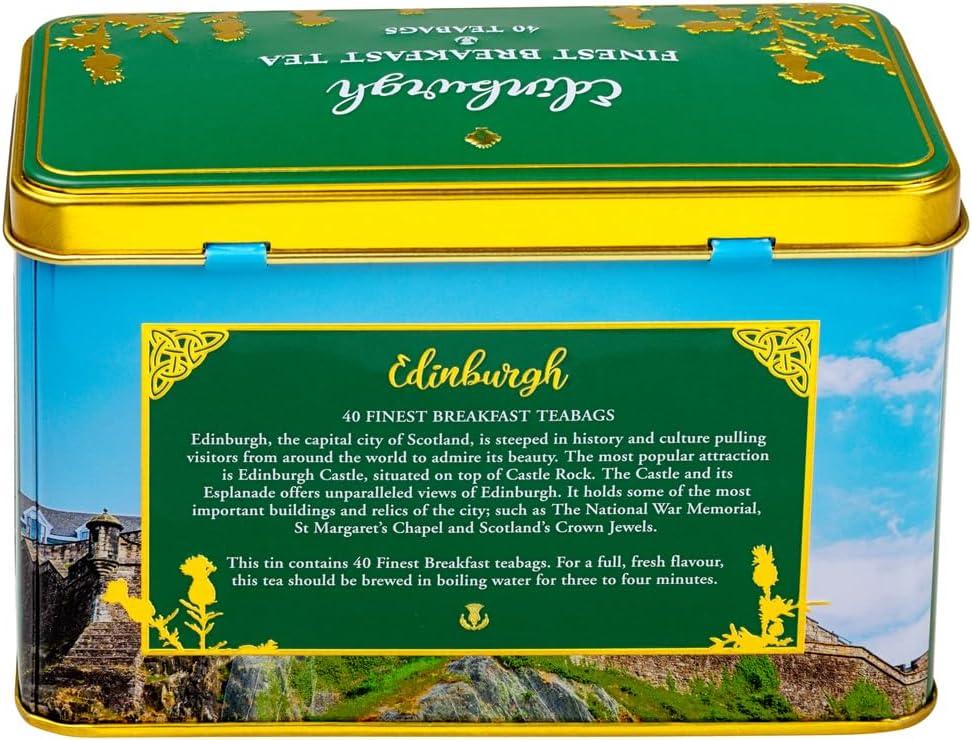 New English Teas Edinburgh Castle Tea Caddy with 40 English Breakfast ...