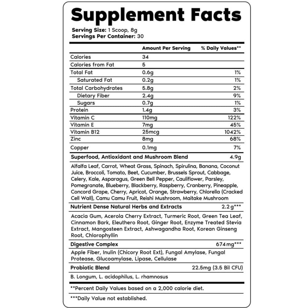 Primal Harvest Super Greens Powder - 30 Servings with 50+ Superfoods ...