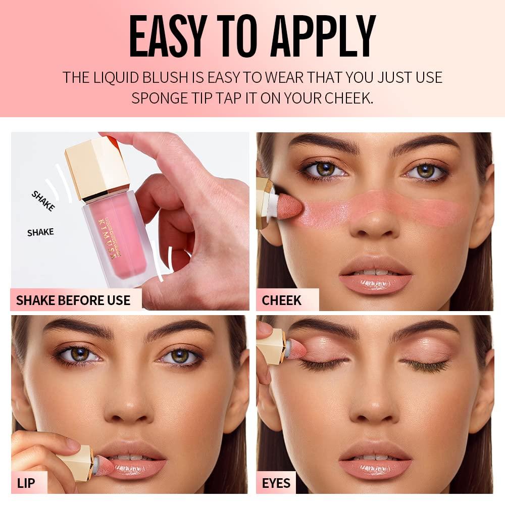 KIMUSE Soft Pink Gel-Cream Blush Trio - Long-Wearing Liquid Blush ...
