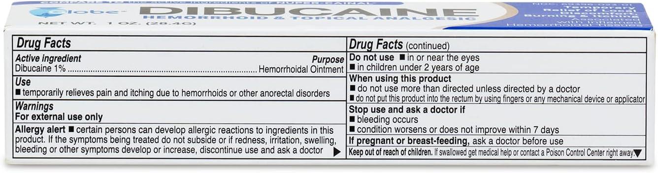 (3 Pack) Globe Dibucaine 1% Hemorrhoid Treatment Ointment - 1 Oz Rapid ...