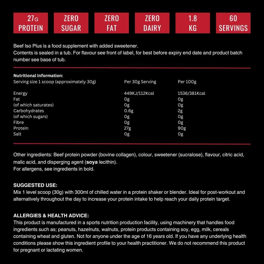 OUT ANGLED Beef Iso Plus Zero Fat Zero Sugar 90% Beef Protein Isolate ...
