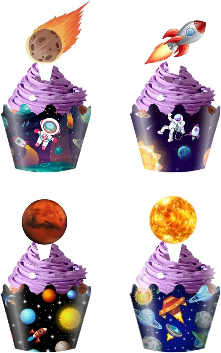 Universe Planet Cupcake Toppers Space Astronaut Cupcake Wrappers for ...