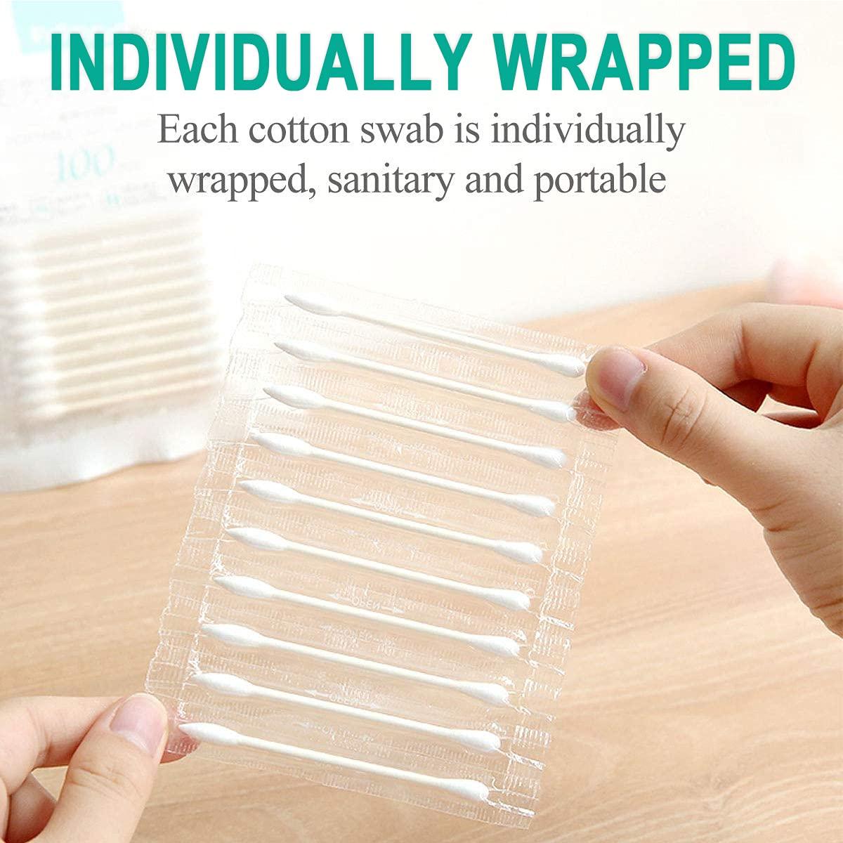 200 Pack Individually Wrapped Double Tipped Cotton Swabs - White Paper ...