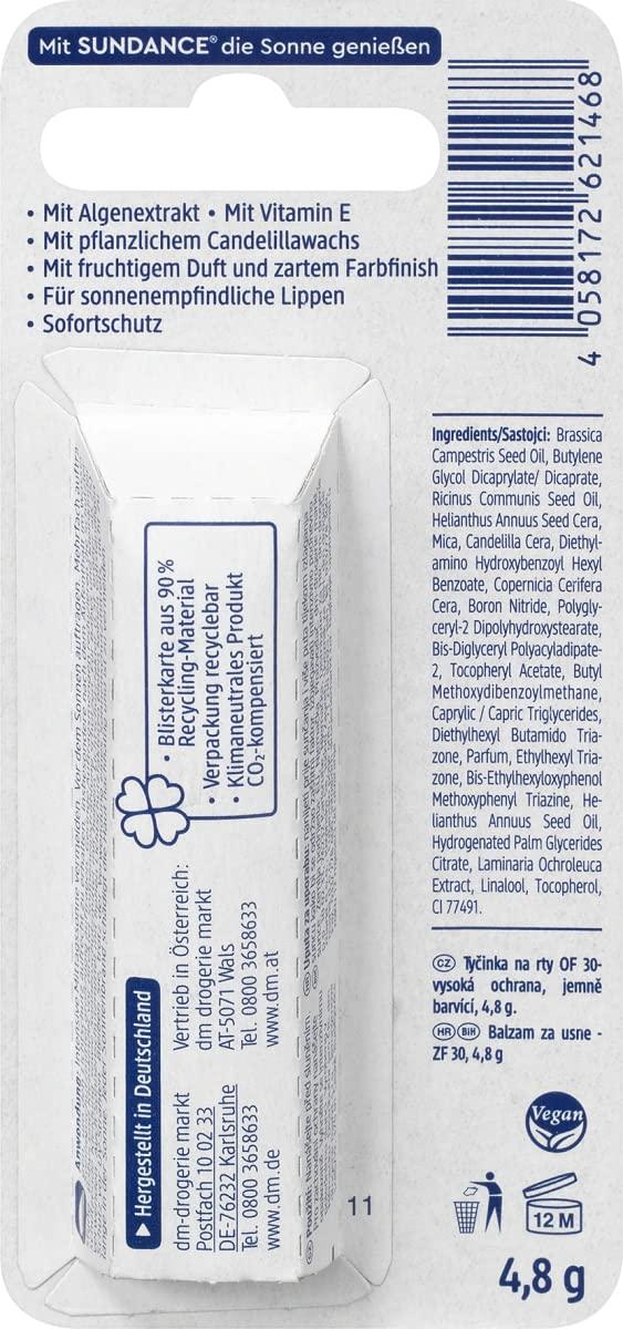 SUNDANCE Lip Balm SPF 30 - Vegan & Nanoparticle-Free | Moisturizing ...