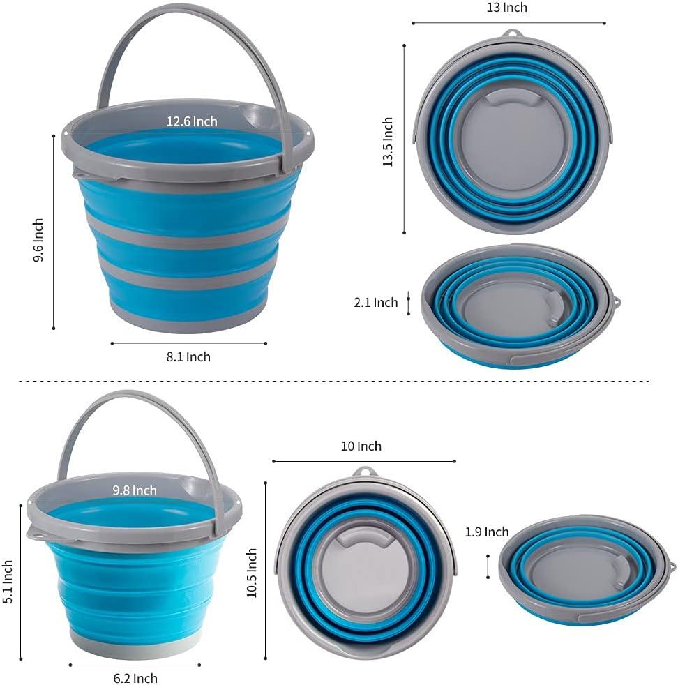 Foldable Bucket Collapsible - 5L + 10L Blue Beach Toy & Camping ...