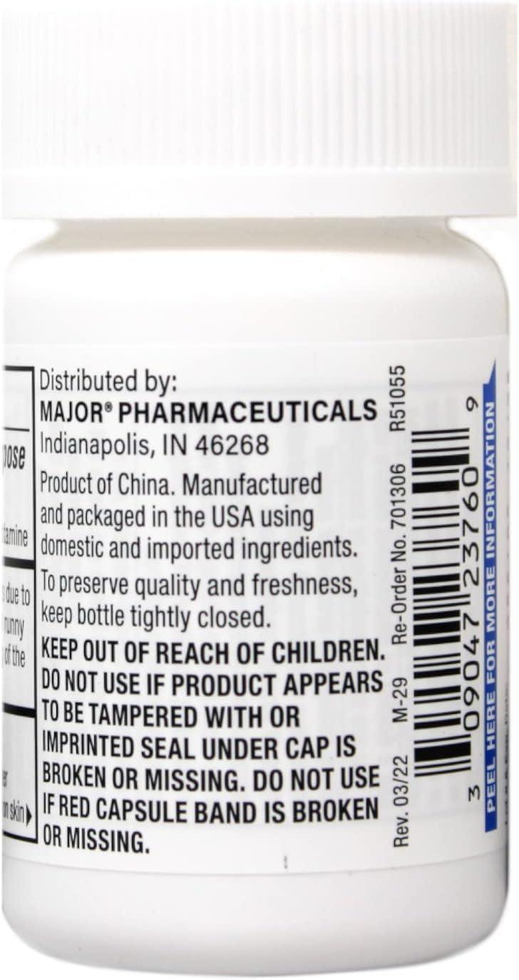 Major Banophen Diphenhydramine Capsules 25mg 100ct