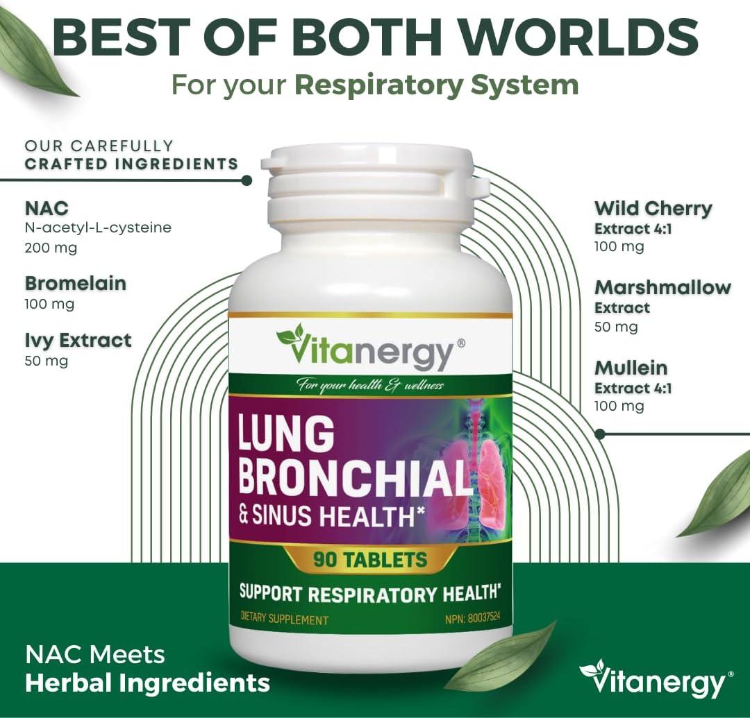 Vitanergy Sinus Lung & Bronchial Health Support | NAC Bromelain ...