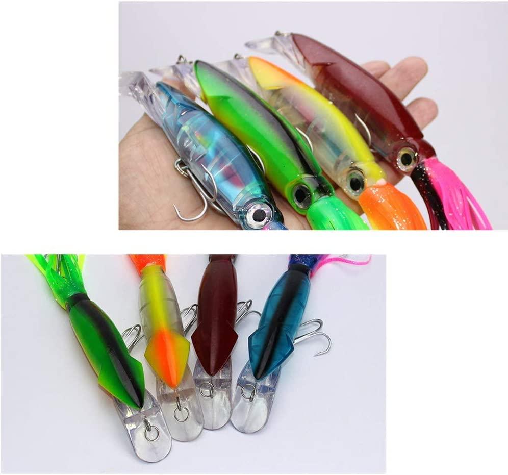 DAMIDEL Large Squid Fishing Lures Bait Kit - 4 Pcs | 3D Holographic ...