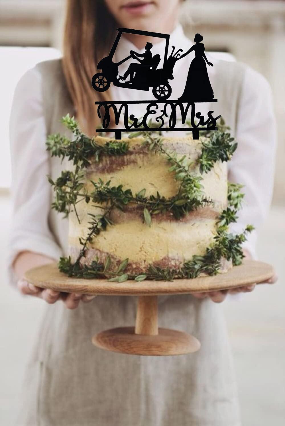 Mr and Mrs Wedding Cake Topper - Funny Golf Theme Wedding/Anniversary ...