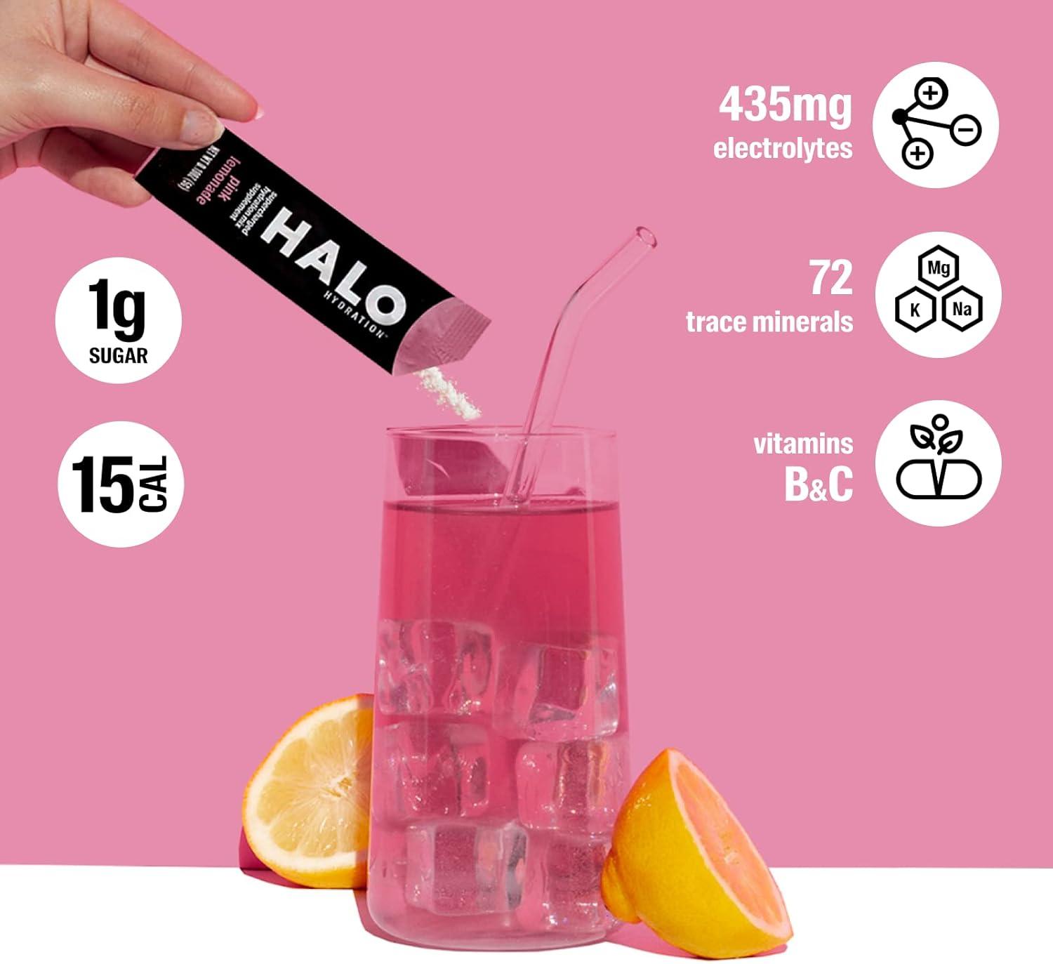 HALO Hydration Pink Lemonade - Electrolyte Drink Powder Sachets ...