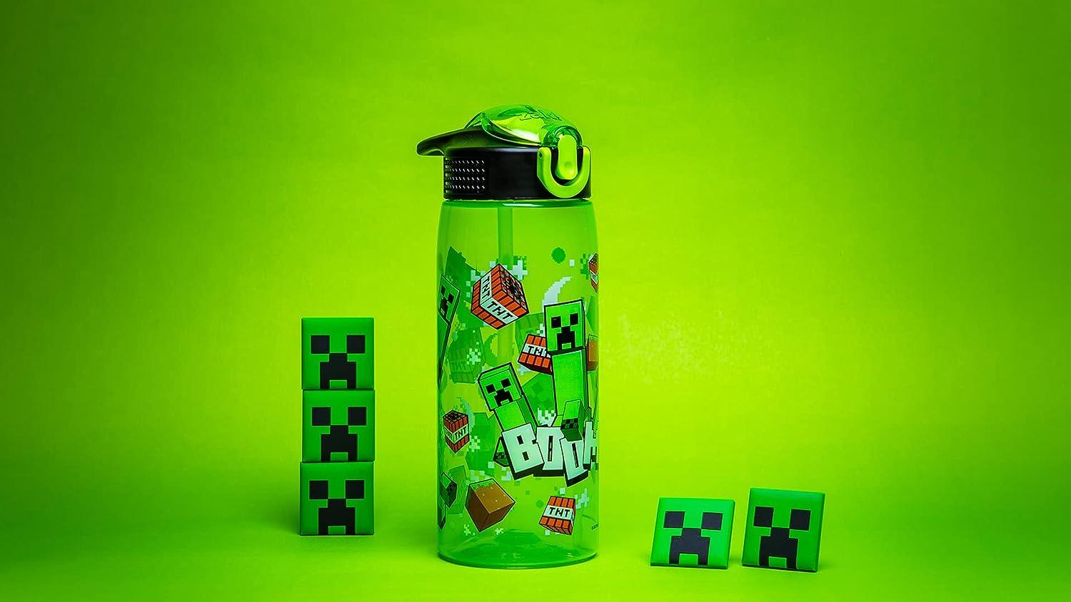 Zak Designs Minecraft 25oz Water Bottle - Durable Plastic, Leak-Proof ...
