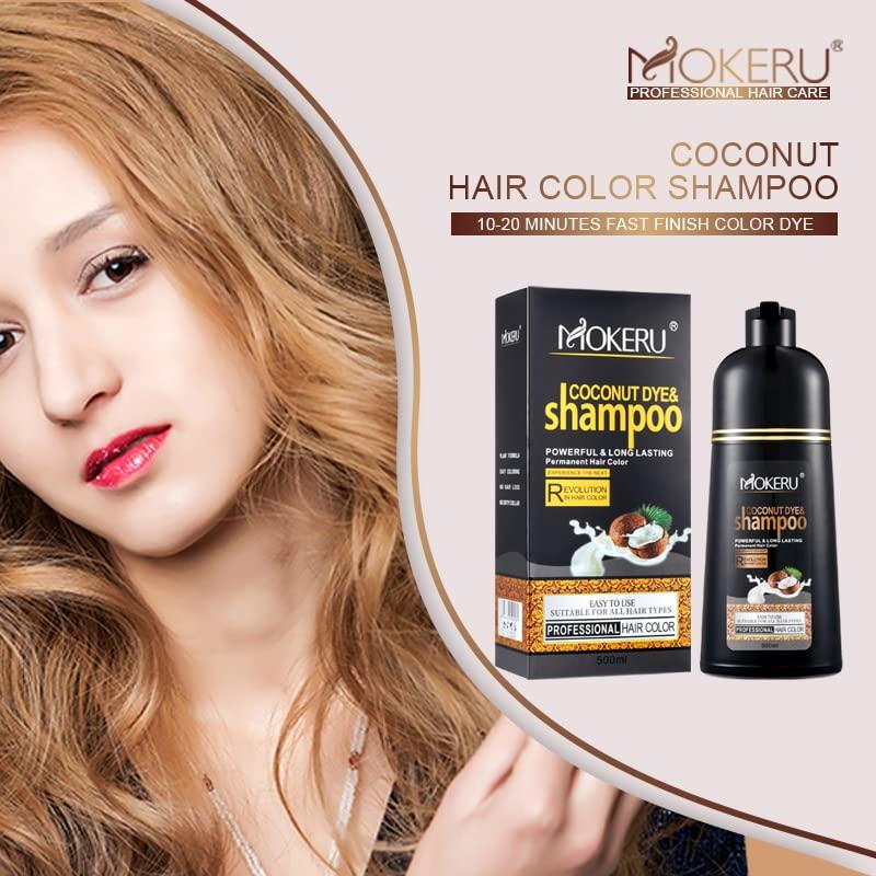 MOKERU Coconut Dark Brown Hair Dye Shampoo for Gray Hair - Semi ...