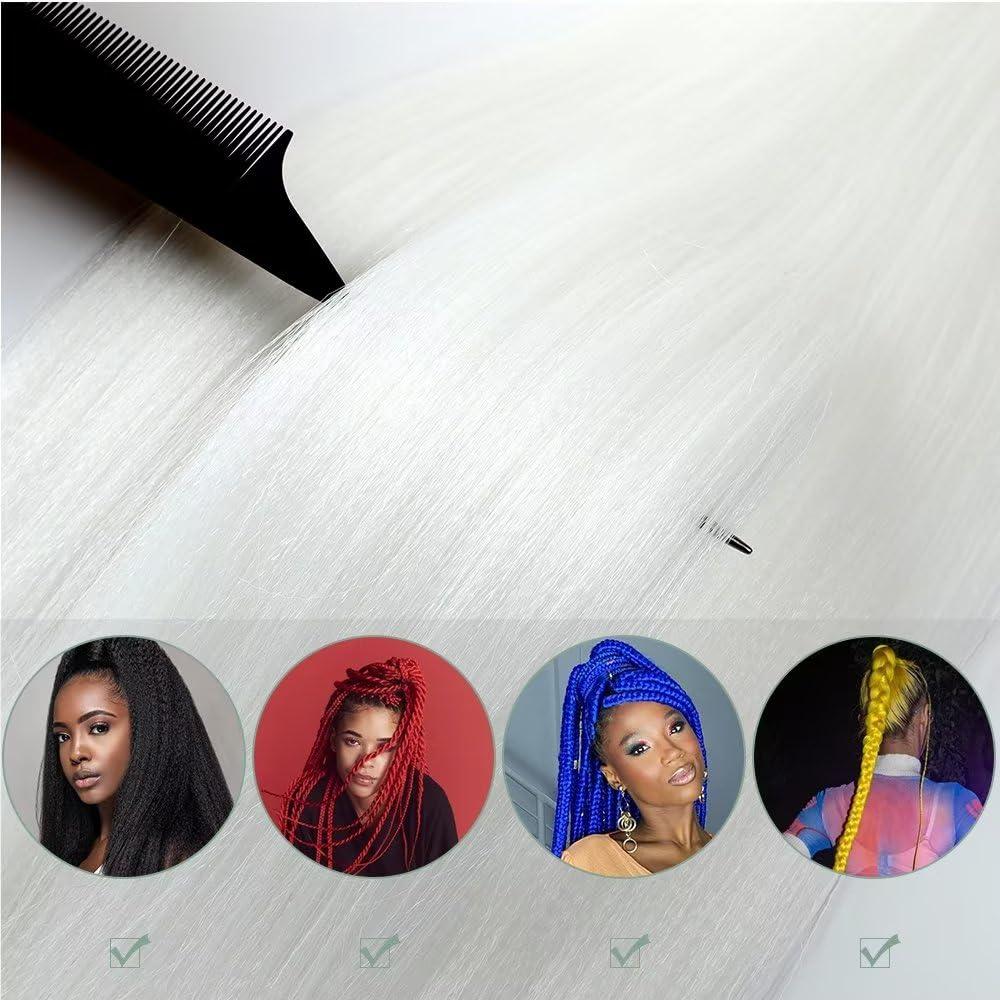 YDDM 32 Inch Pre Stretched Braiding Hair Extensions - 6 Packs White ...