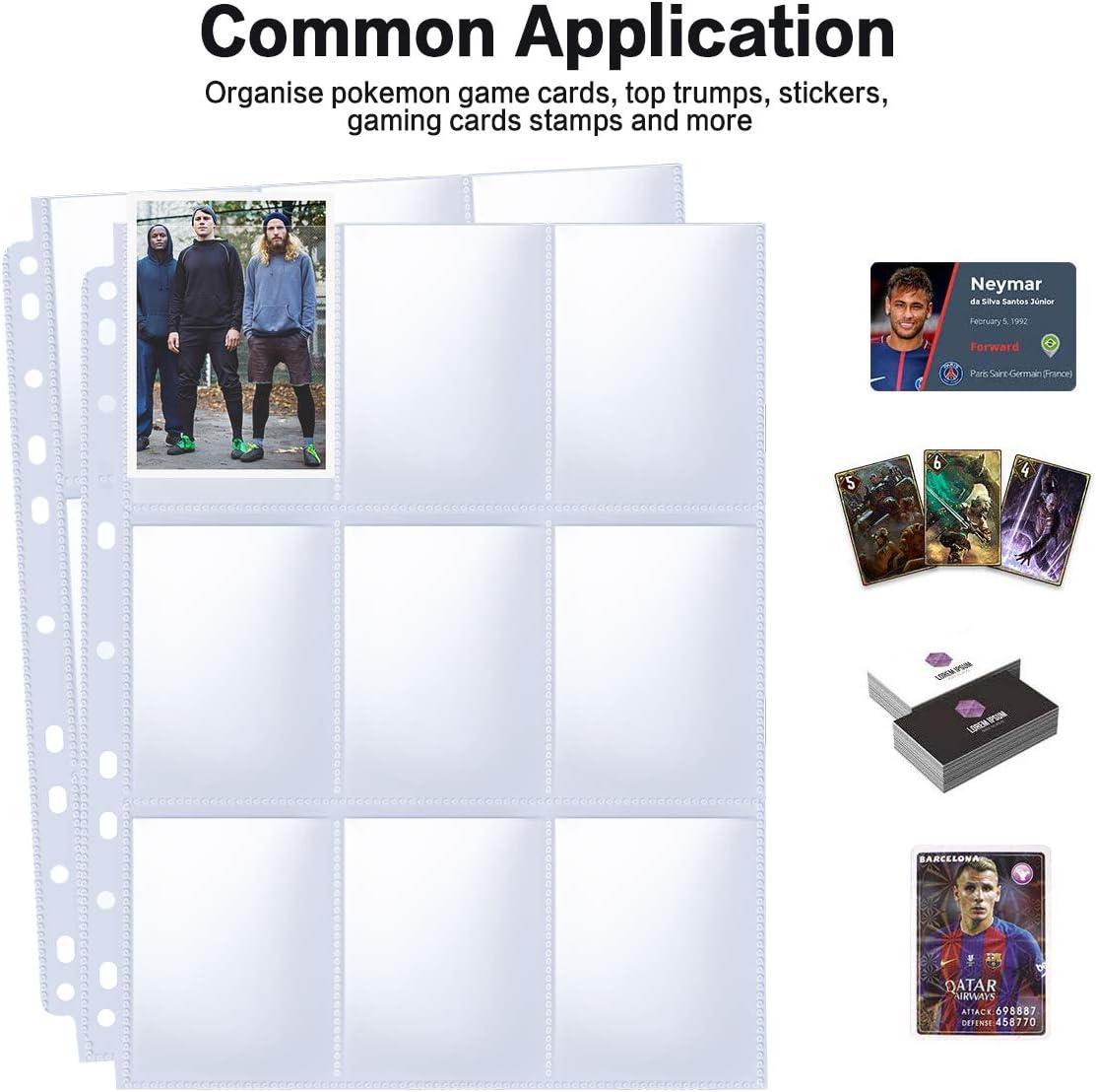 PANDRI 9-Pocket Trading Card Sleeve Pages - 100 Pack - Fits 3 Ring ...